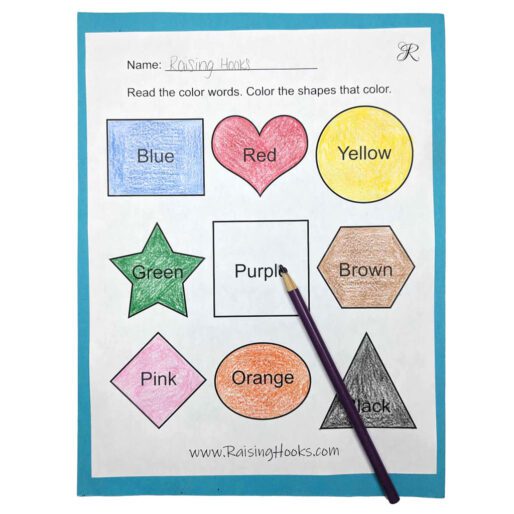 Free Printable to Practice Colors, Shapes, and Reading Skills - Raising ...