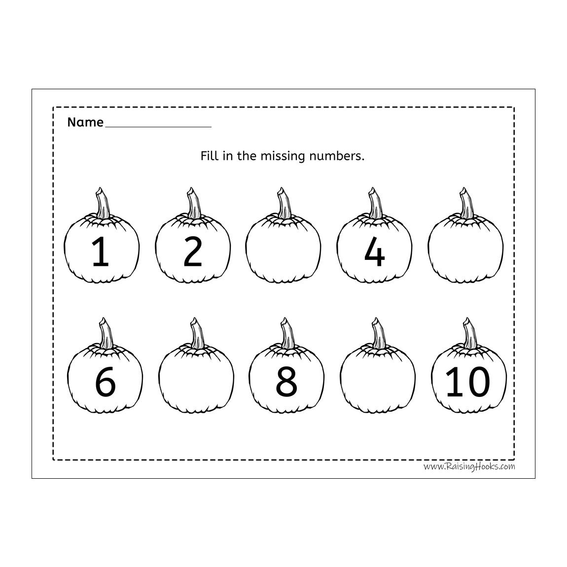 Missing Numbers on Pumpkins - Raising Hooks