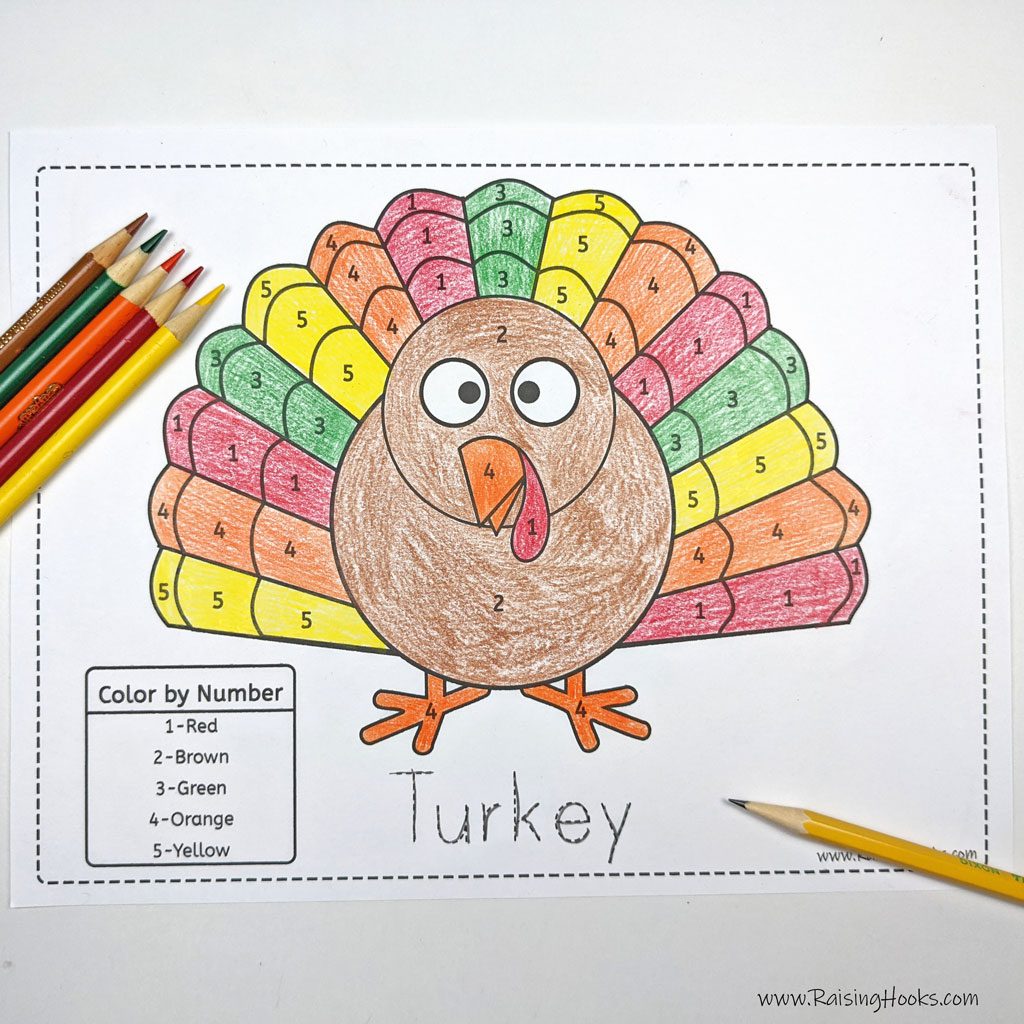 Color By Number Turkey - Raising Hooks