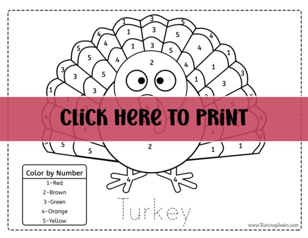 Color By Number Turkey - Raising Hooks