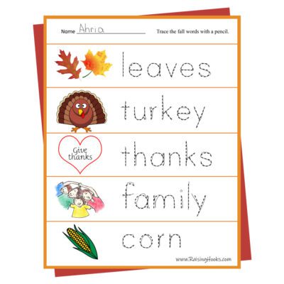Tracing Fall Words Worksheet – Freebie - Raising Hooks