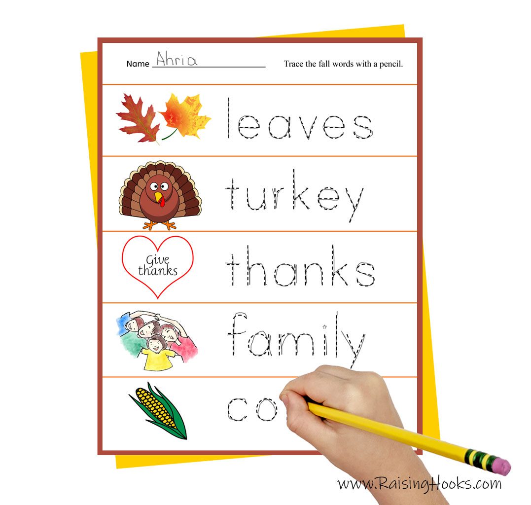 Tracing Fall Words Worksheet – Freebie - Raising Hooks