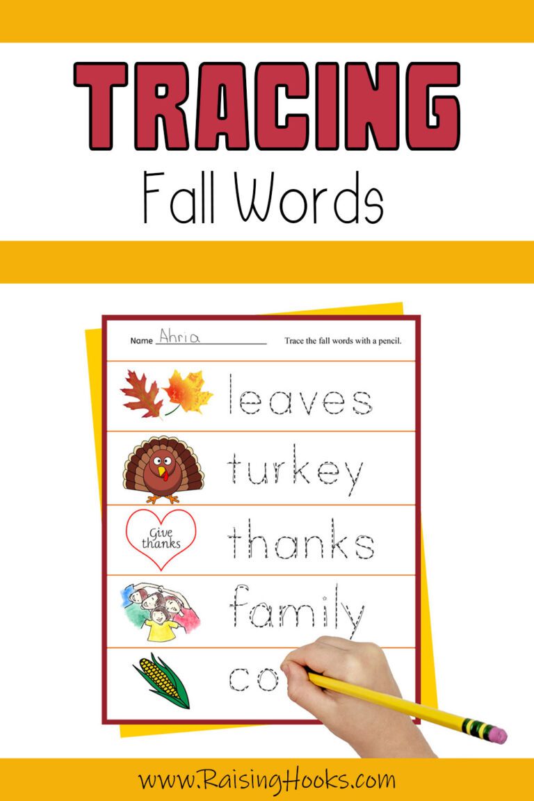 Tracing Fall Words Worksheet – Freebie - Raising Hooks