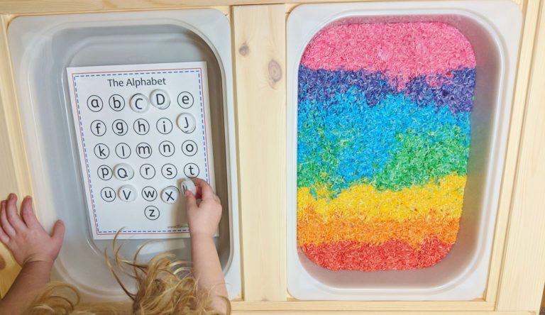 Rainbow Rice Sensory Activities - Raising Hooks