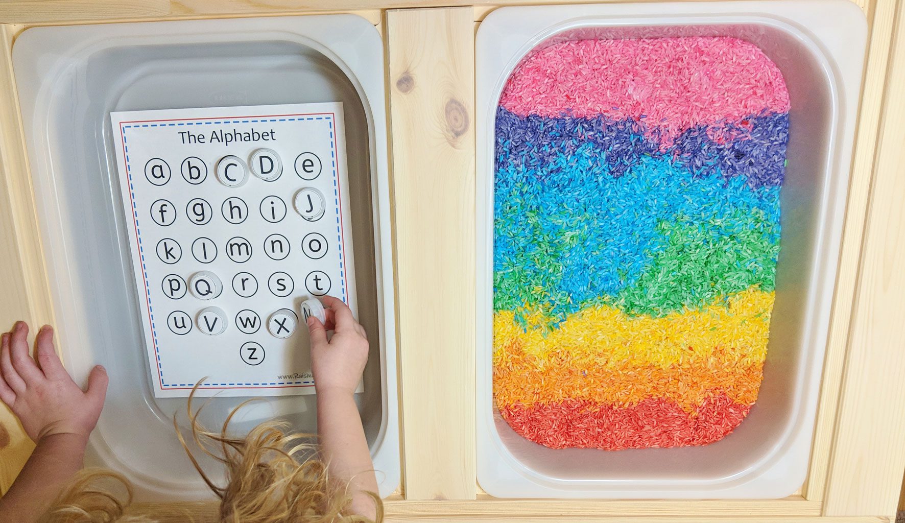 Rainbow Rice Sensory Activities - Raising Hooks