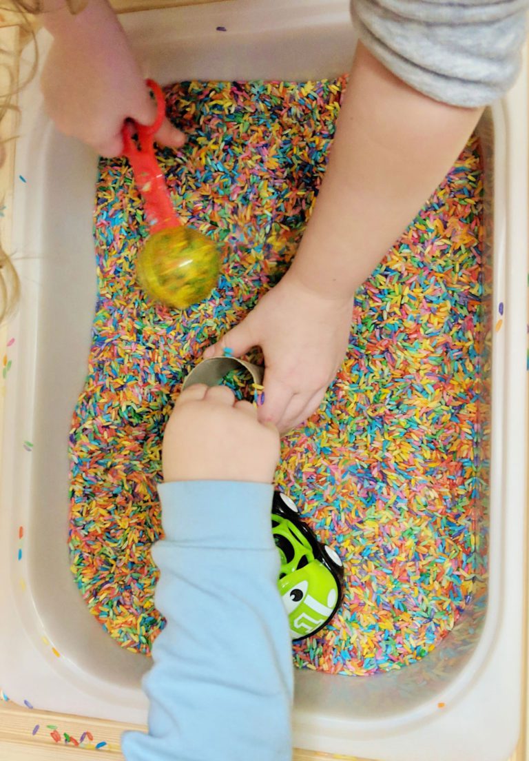 Rainbow Rice Sensory Activities - Raising Hooks