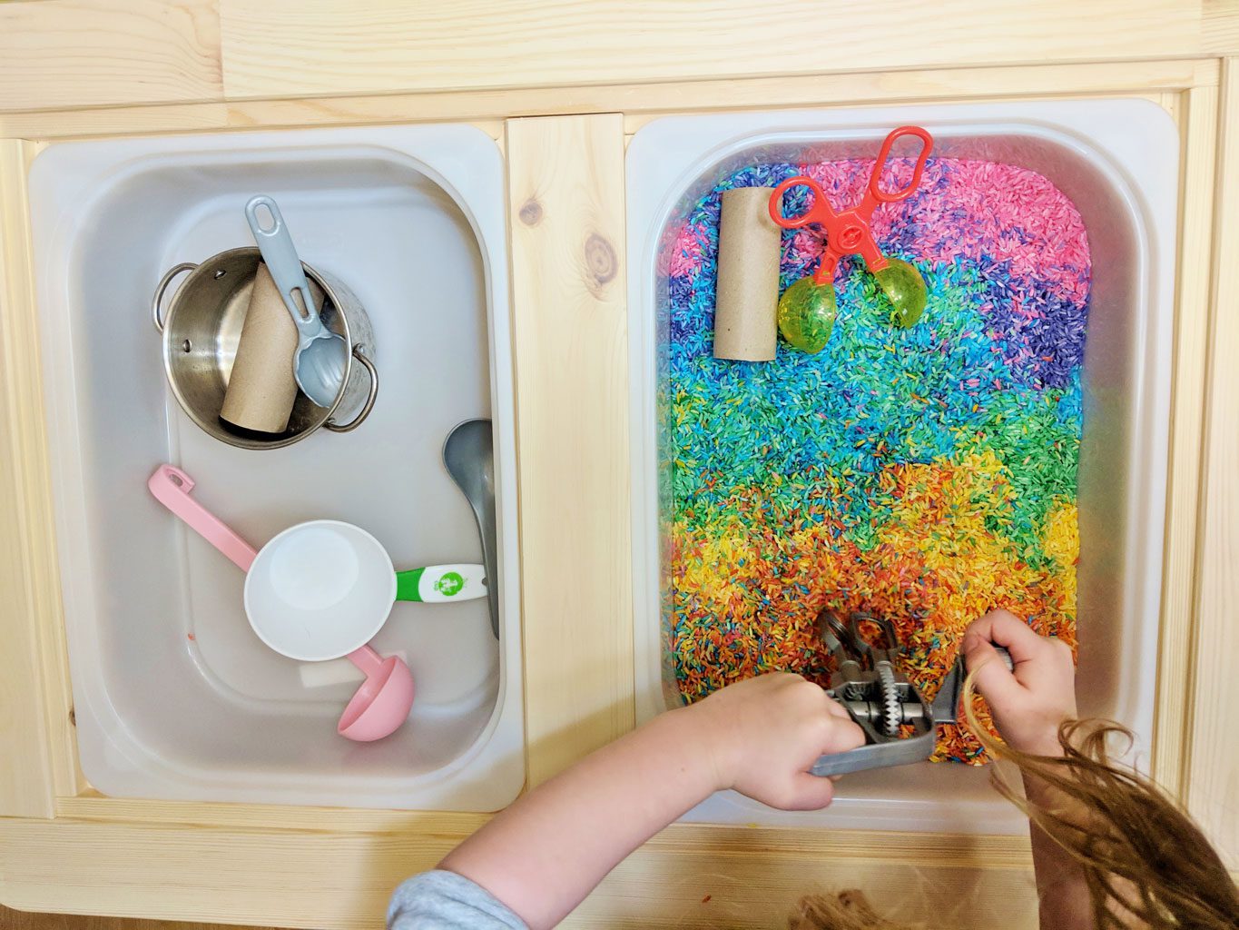 Rainbow Rice Sensory Activities - Raising Hooks