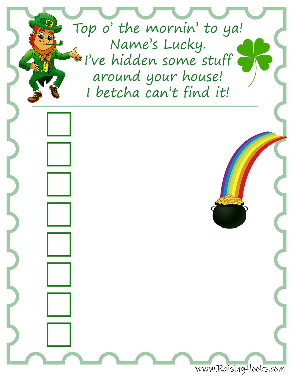St. Patrick’s Day Scavenger Hunt - Raising Hooks