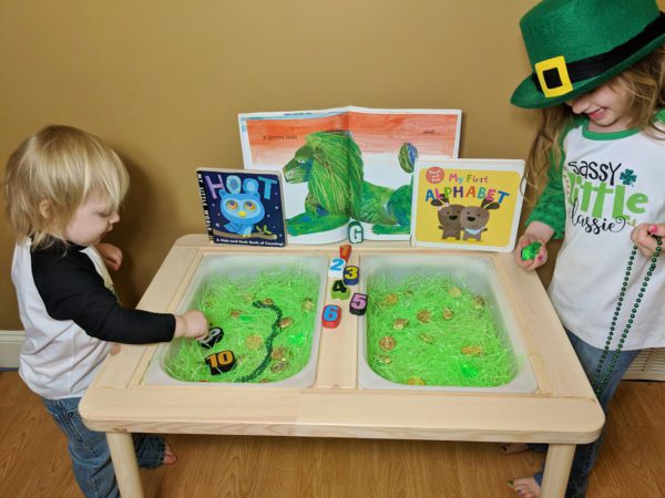 St. Patrick’s Day Sensory Bin - Raising Hooks