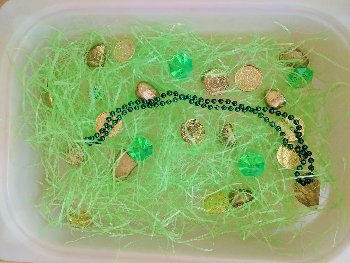 St. Patrick’s Day Sensory Bin - Raising Hooks