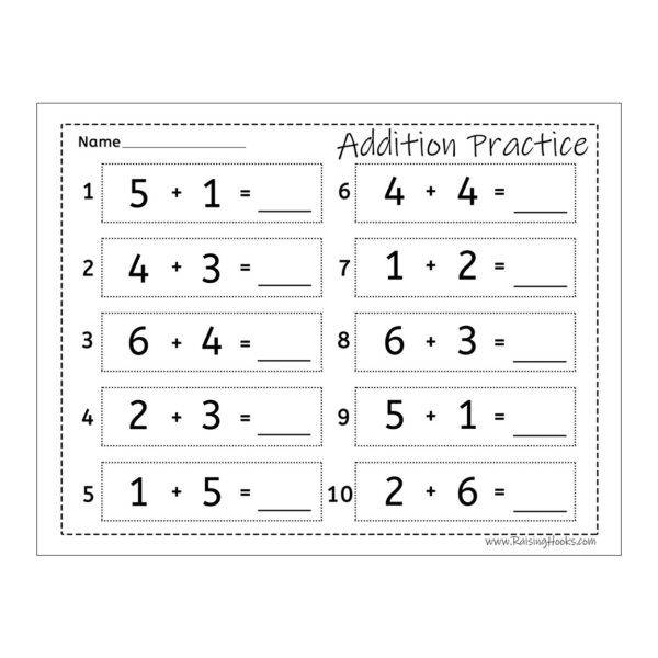 Addition Practice - Raising Hooks
