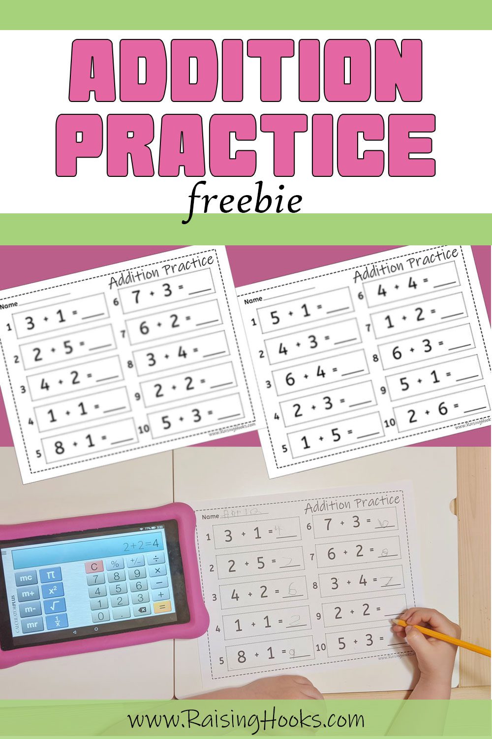 Addition Practice - Raising Hooks