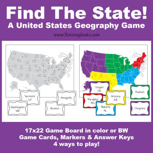 Find The State! A US Geography Game – with capitals! - Raising Hooks
