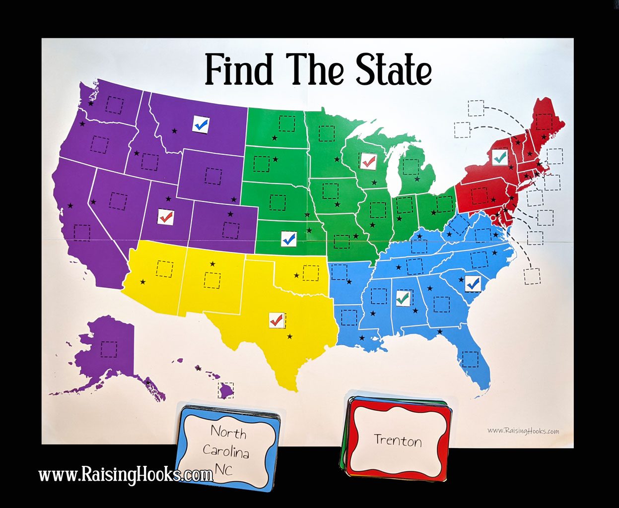 Find The State! A US Geography Game – with capitals! - Raising Hooks