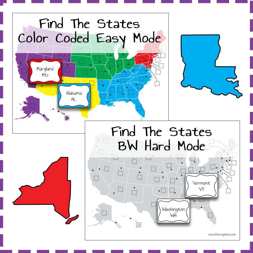 Find The State! A US Geography Game – with capitals! - Raising Hooks
