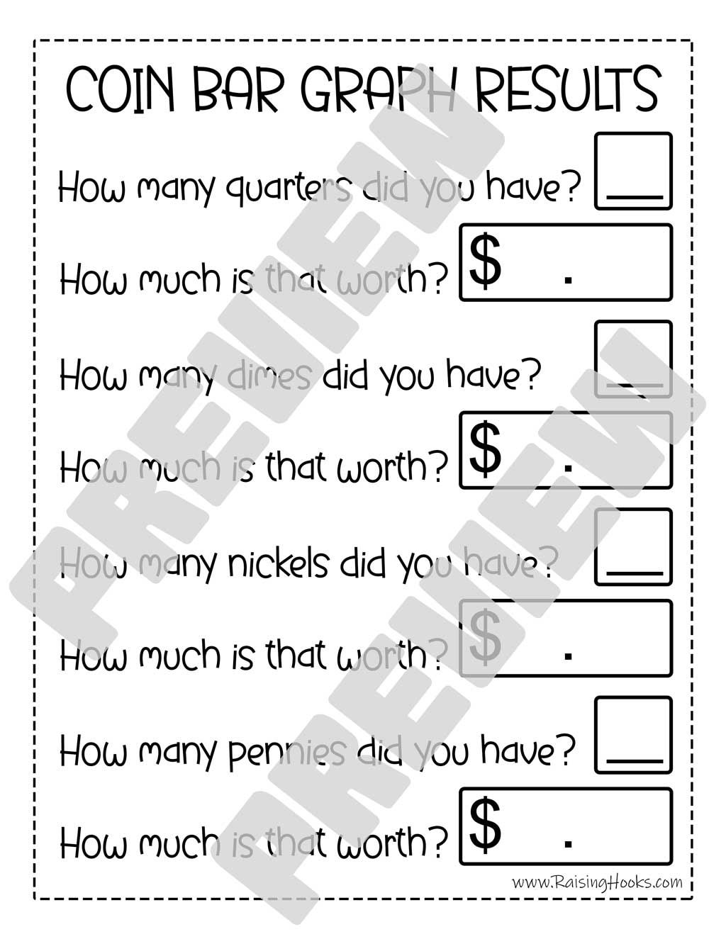 Counting Money First Grade Packet - Raising Hooks