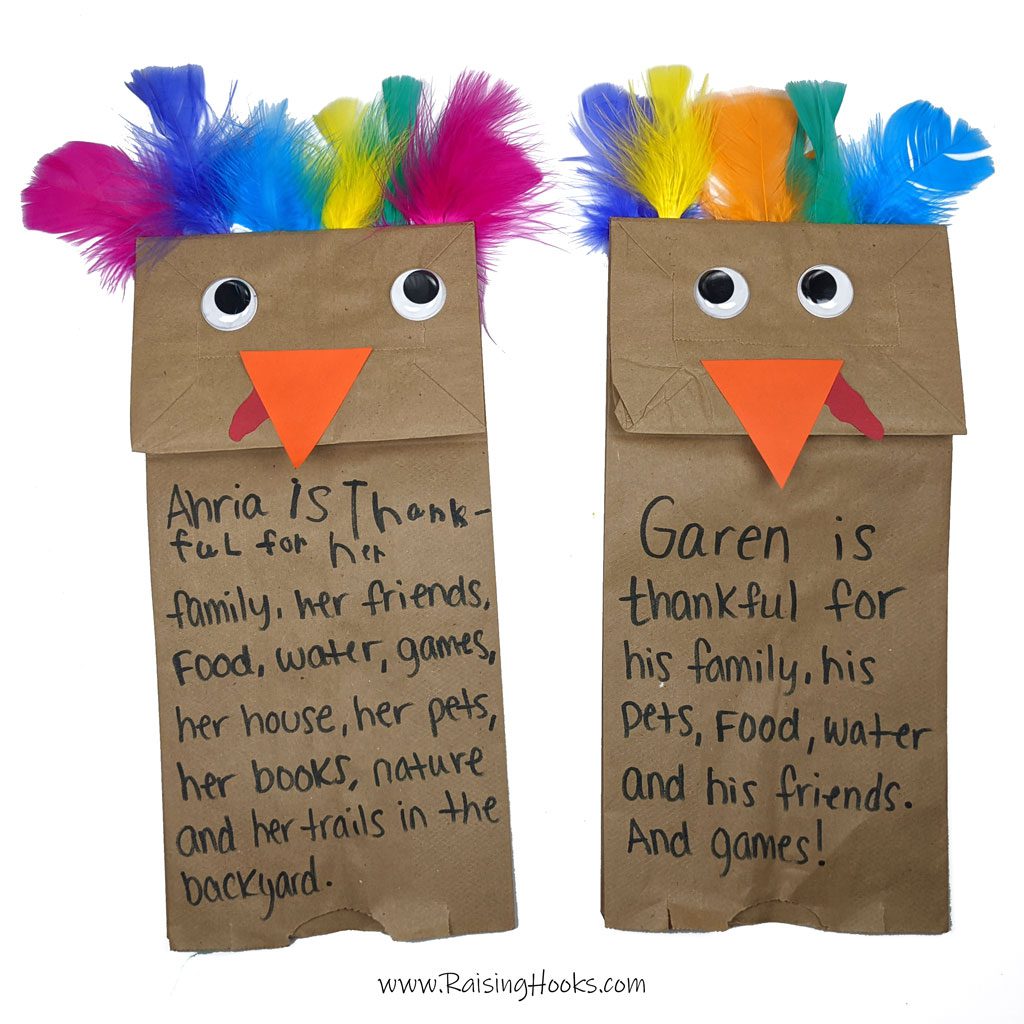 Turkey Puppets with Thankful Messages – A Thanksgiving Craft - Raising ...