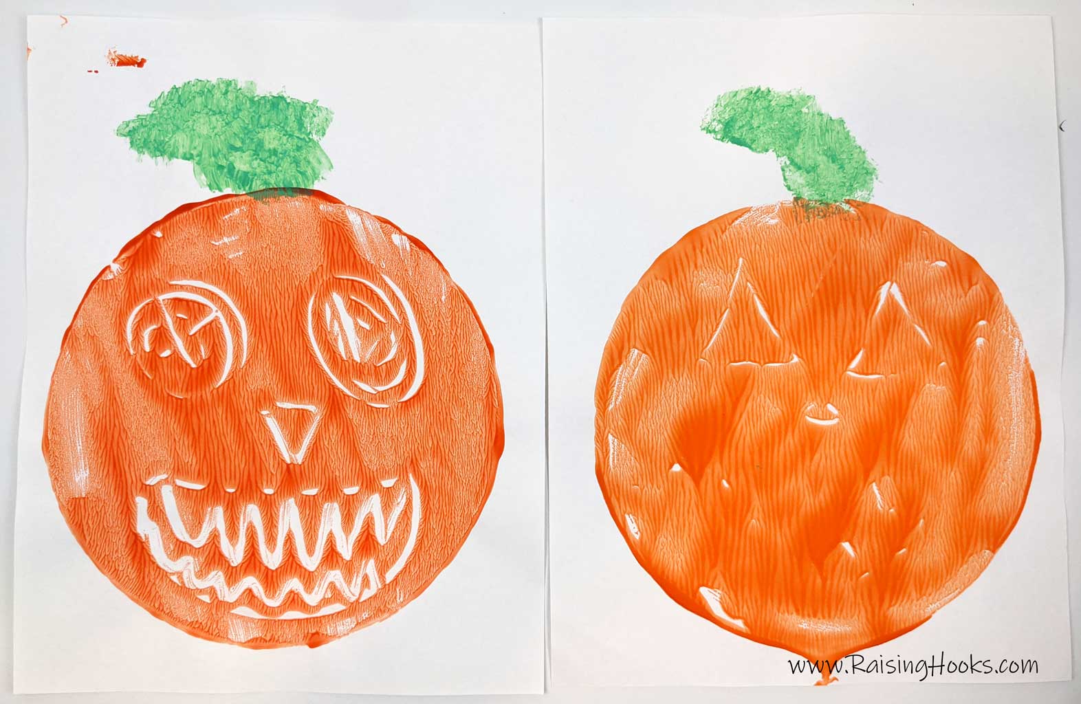 Pumpkin Faces – A Fall Press Painting Craft - Raising Hooks
