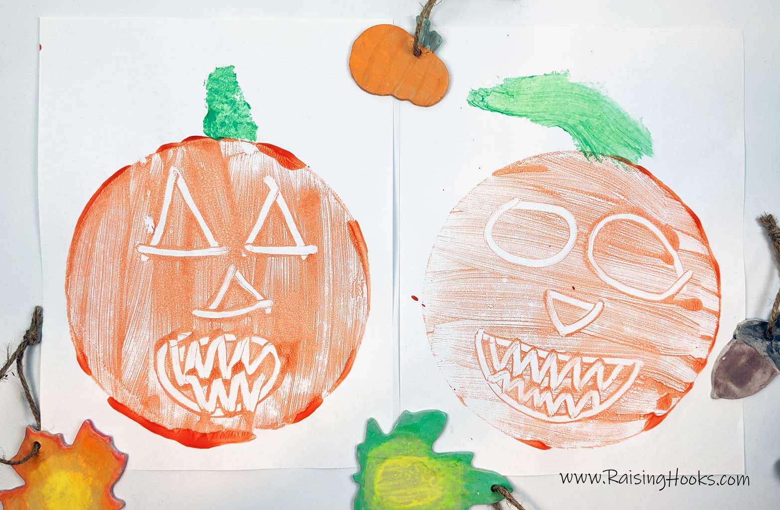 Pumpkin Faces – A Fall Press Painting Craft - Raising Hooks