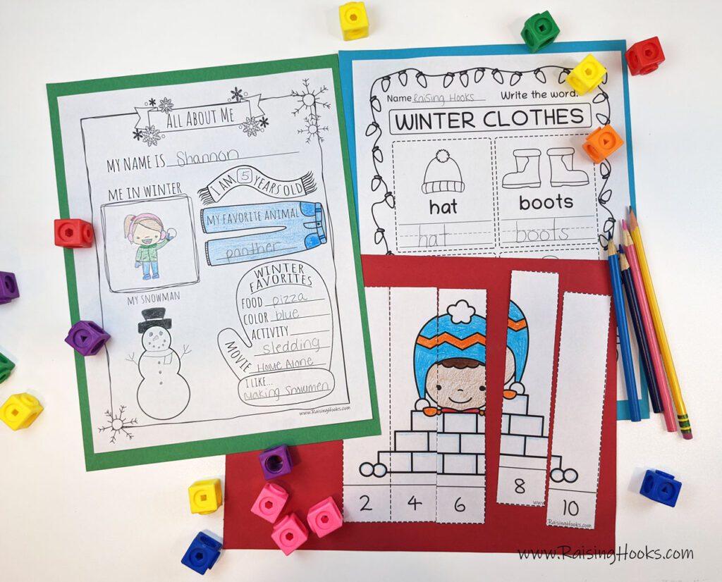 Winter Math and Literacy Kindergarten Theme Pack - Raising Hooks