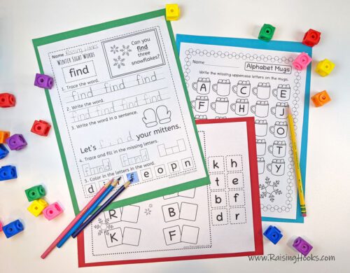 Winter Math and Literacy Kindergarten Theme Pack - Raising Hooks