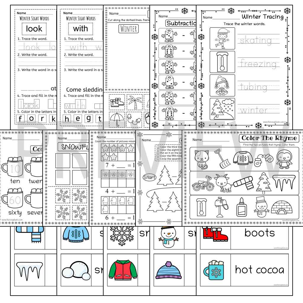 Winter Math and Literacy Kindergarten Theme Pack - Raising Hooks