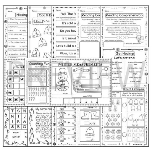 Winter Math and Literacy Kindergarten Theme Pack - Raising Hooks