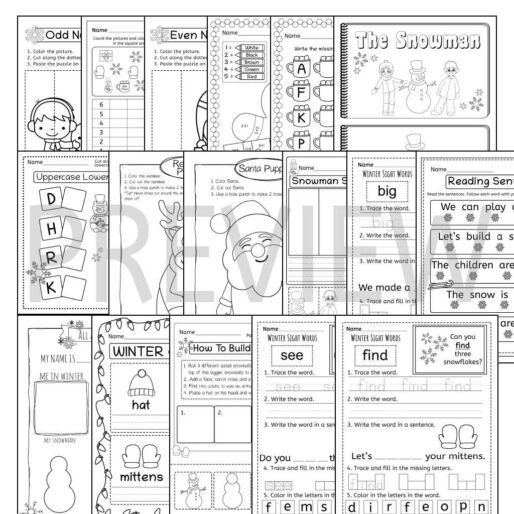 Winter Math and Literacy Kindergarten Theme Pack - Raising Hooks