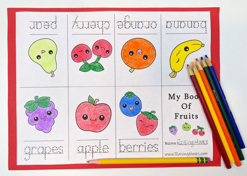 Fruit & Vegetable Tracing and Coloring Mini Book: A Free Printable For ...