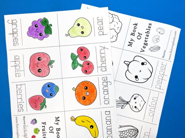 Fruit & Vegetable Tracing and Coloring Mini Book: A Free Printable For ...