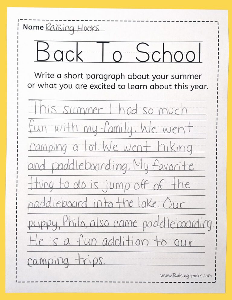 Back To Homeschool Writing Activity Free Printable - Raising Hooks