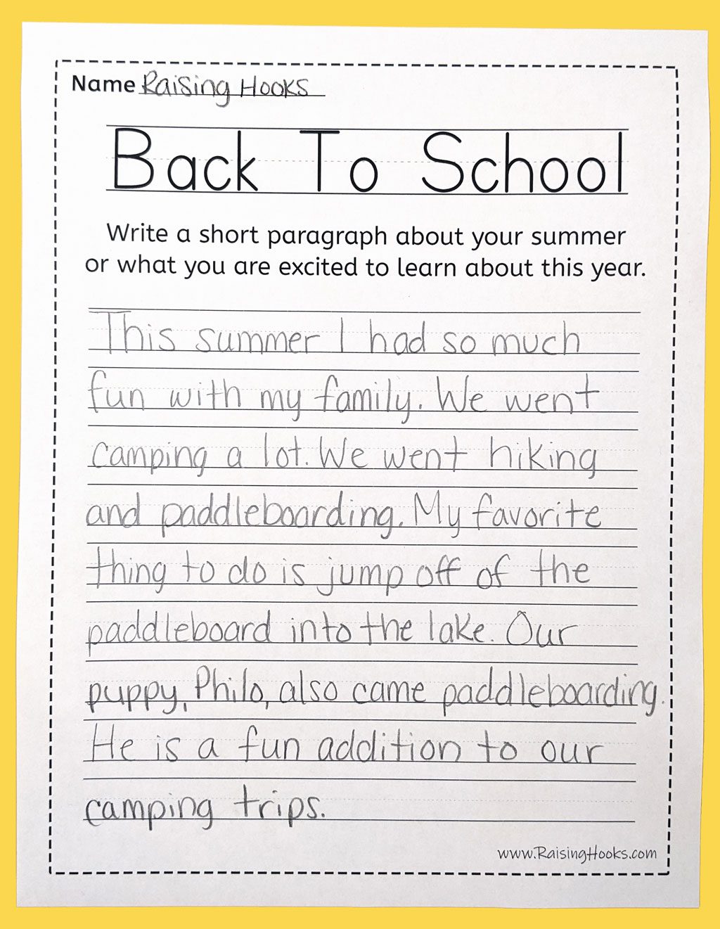 Back To Homeschool Writing Activity Free Printable - Raising Hooks