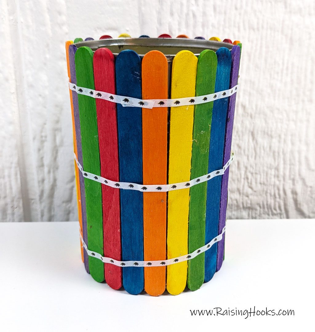 Popsicle Stick Can Pencil Holder - Raising Hooks