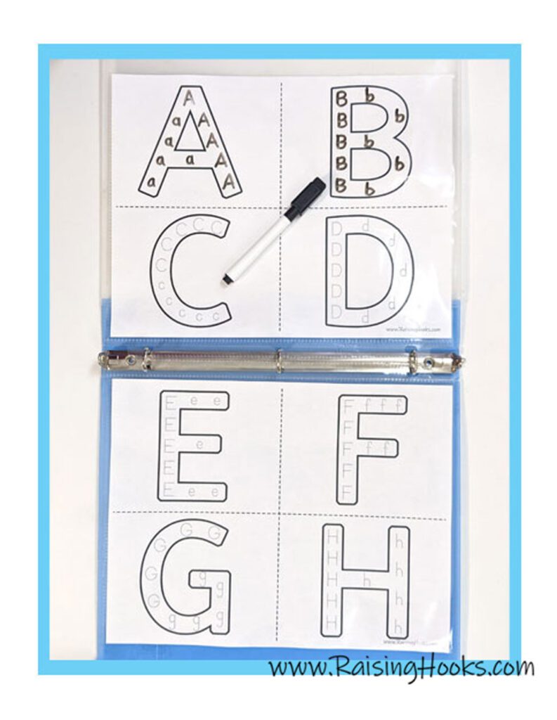 Alphabet Picture Pages, Tracing and Coloring Printables - Raising Hooks