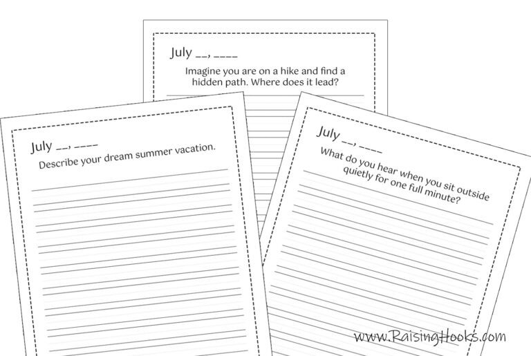 31 Engaging July Writing Prompts for Kids – Free Printable - Raising Hooks