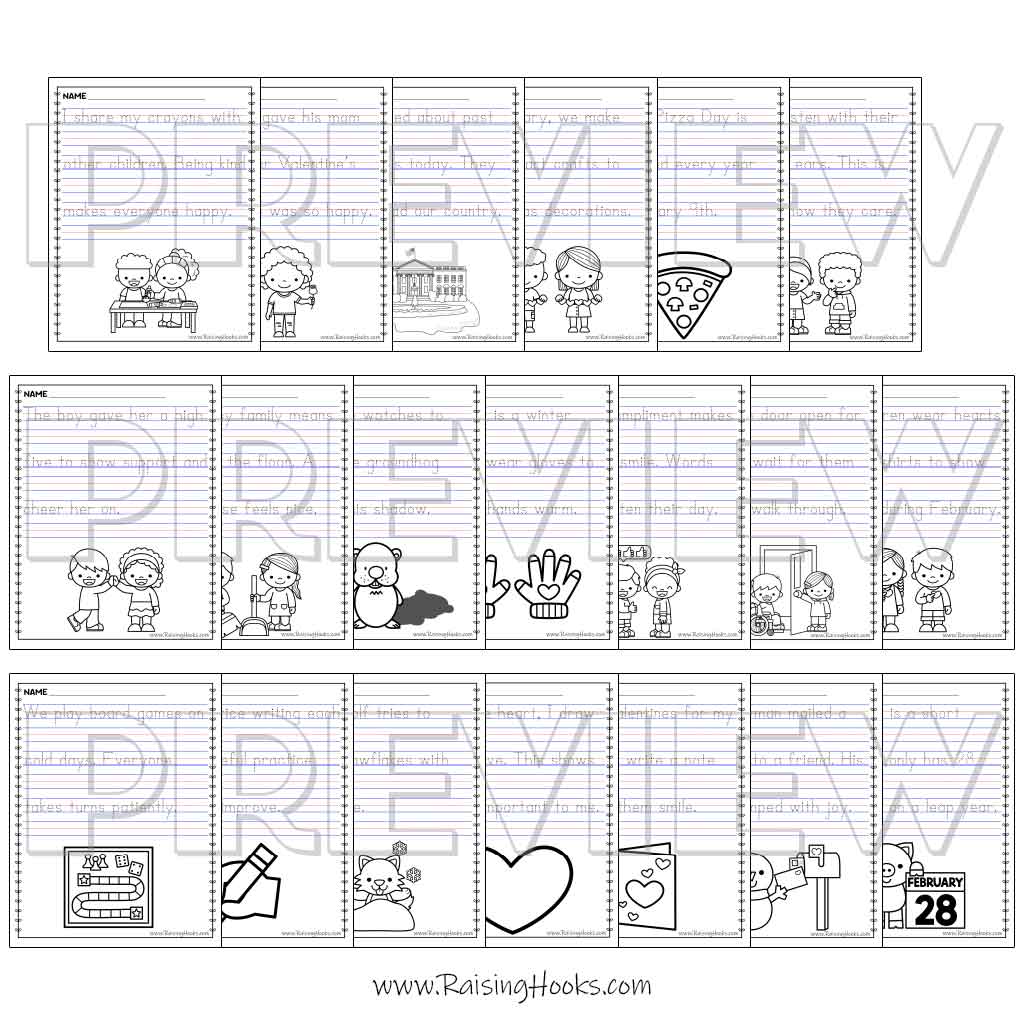 February Copywork Worksheets – 20 Pages of Handwriting Practice ...