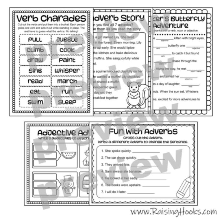 Parts of Speech Activities – Nouns, Verbs, Adjectives, Adverbs, Tenses ...