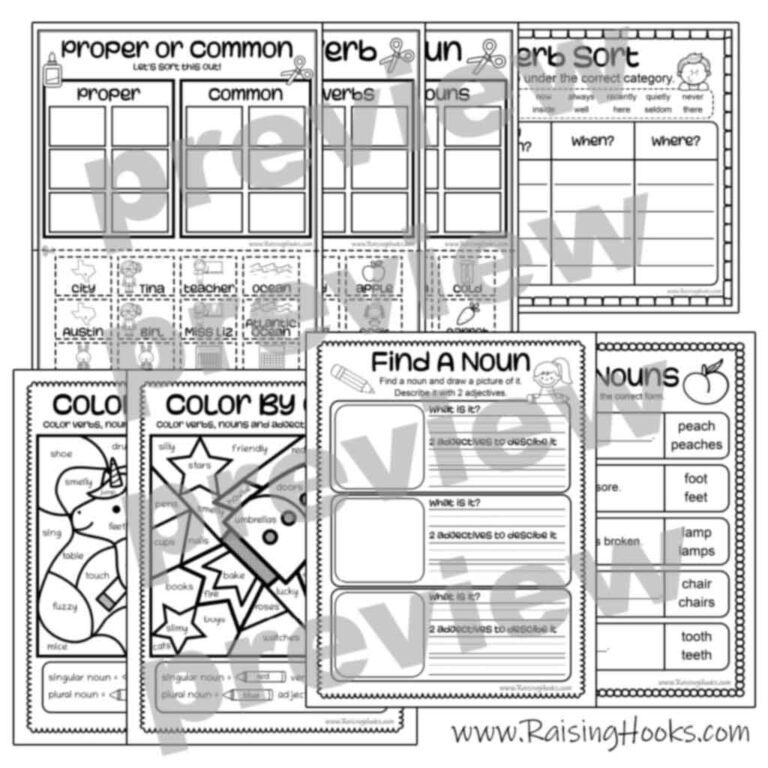 Parts of Speech Activities – Nouns, Verbs, Adjectives, Adverbs, Tenses ...