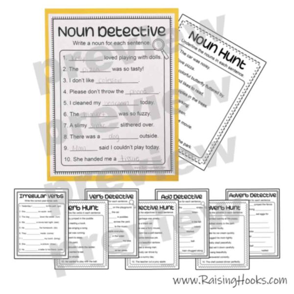 Parts of Speech Activities – Nouns, Verbs, Adjectives, Adverbs, Tenses ...